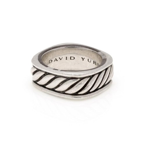David Yurman Sterling Silver 9.3mm Wide Square Cable Band Ring ...