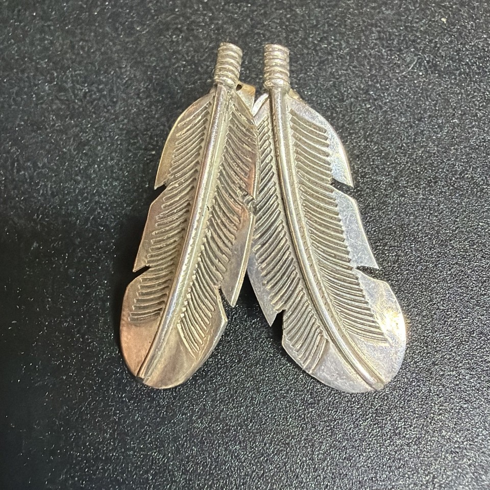 Vintage Kit Carson Sterling Silver 925 Textured Feather Earrings 5g | eBay
