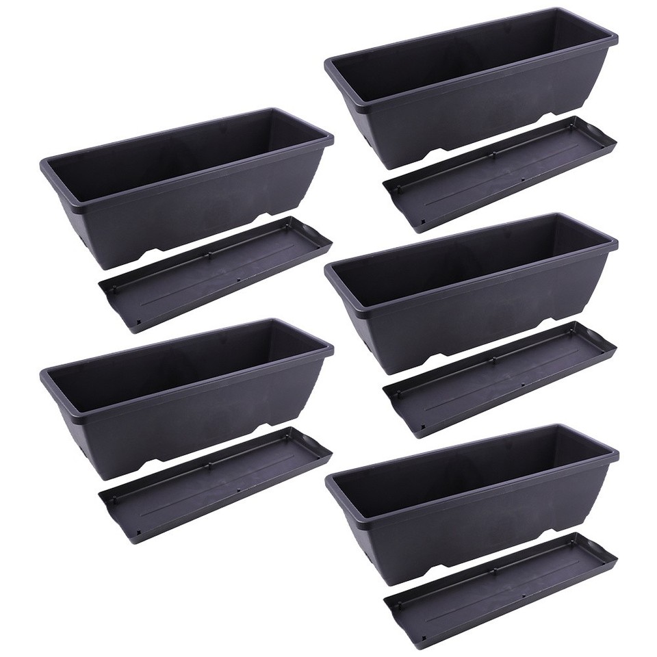 5 Sets Planter Tray Flower Boxes for Garden Outdoor Pots Plastic ...