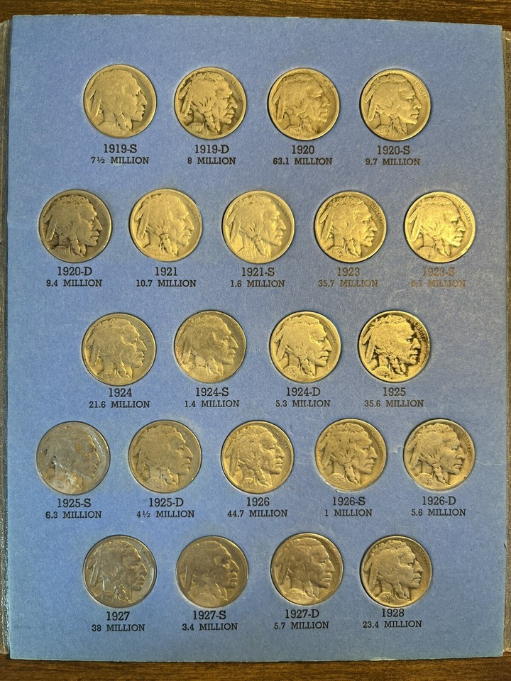 Buffalo Nickel Complete Set Collection Nickels Lot 1913-1938 in Whitman ...