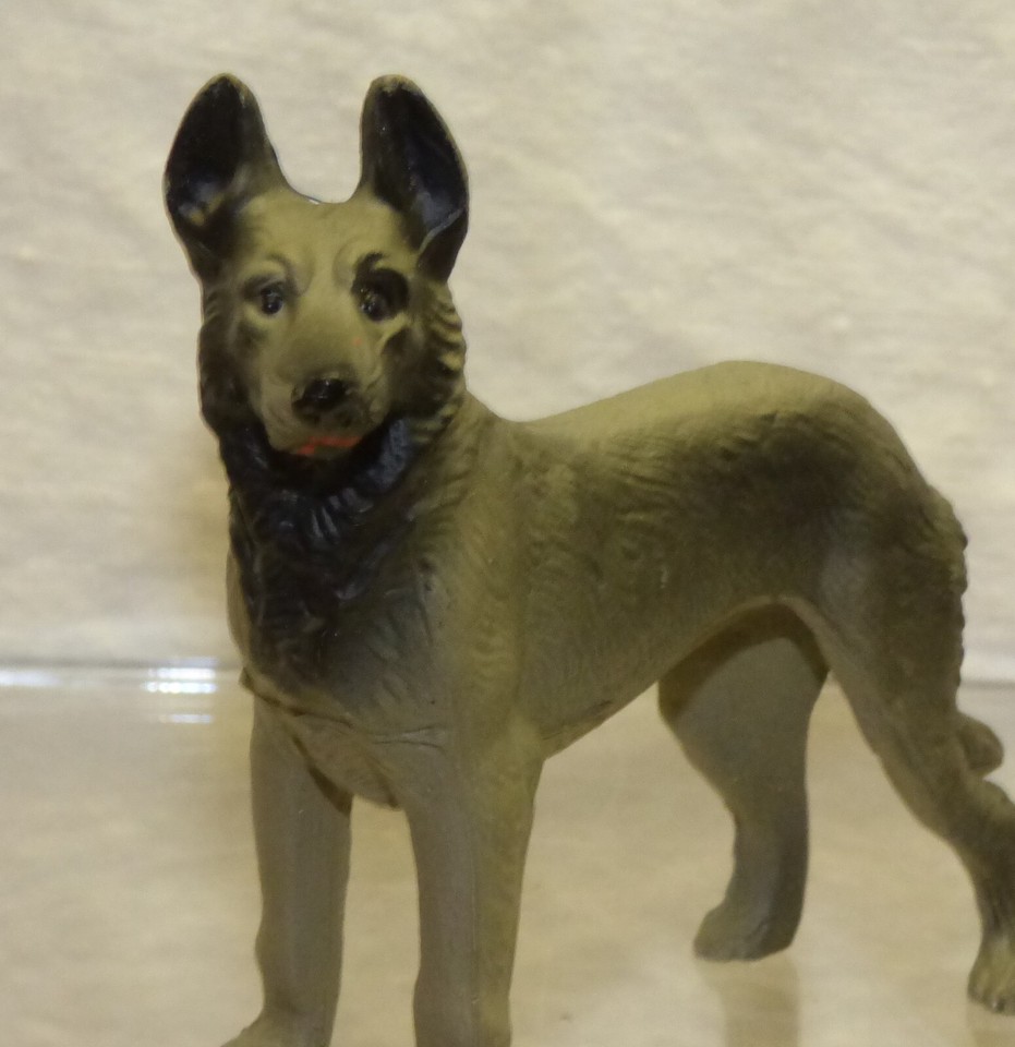 Solid Brass Bronze German Shepherd Dog Figurine Vintage Painted Austria ...