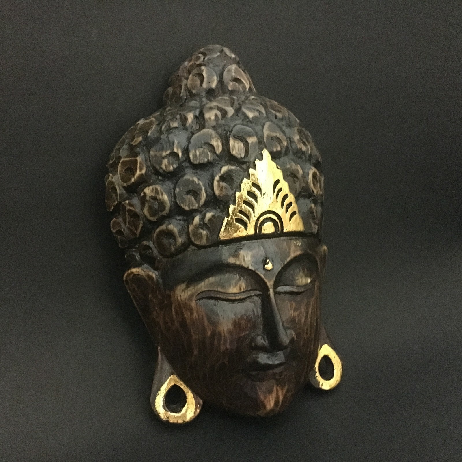 Buddha Face Wooden Mask Hand Carved Art Sculpture Wall Hanging Home ...