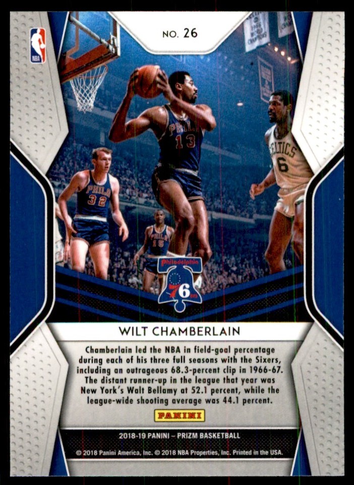 2018-19 Panini Prizm Wilt Chamberlain Philadelphia 76ers #26 | eBay