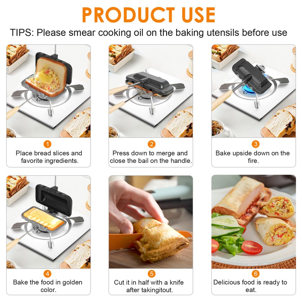 Sandwich Maker Panini Grill Press Hot Pans Double Sided Bread Toasters ...