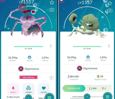 Pokémon trade Go - Shiny Kingler GlGANTAMAX level 50 + 3 moves | eBay