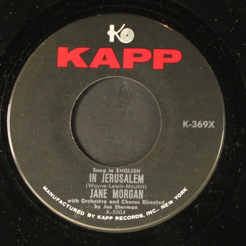 JANE MORGAN: in jerusalem KAPP 7" Single 45 RPM | eBay