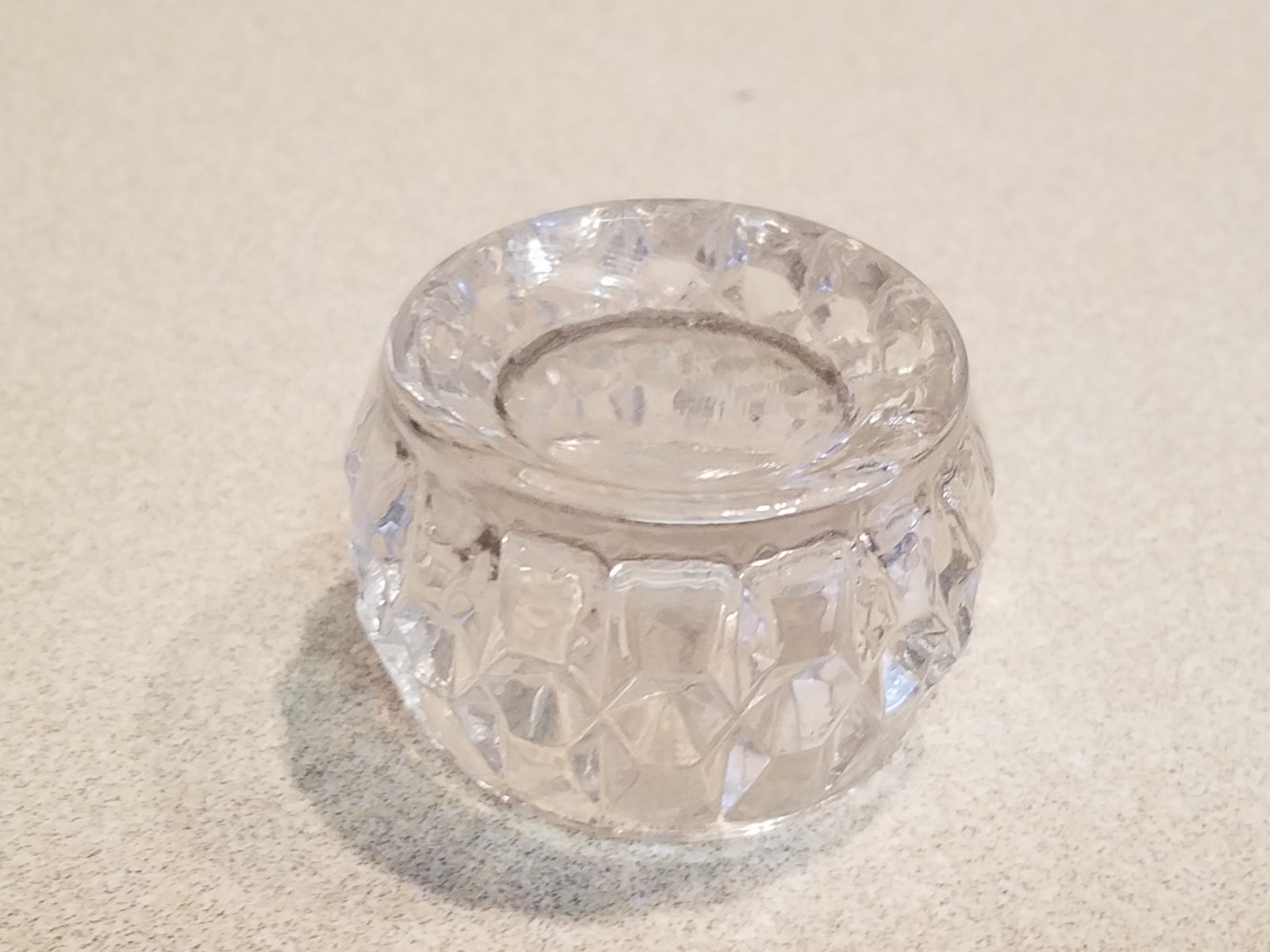 Vintage Set of Seven (7) Diamond Cut Glass Oval Faceted Salt Cellers ...