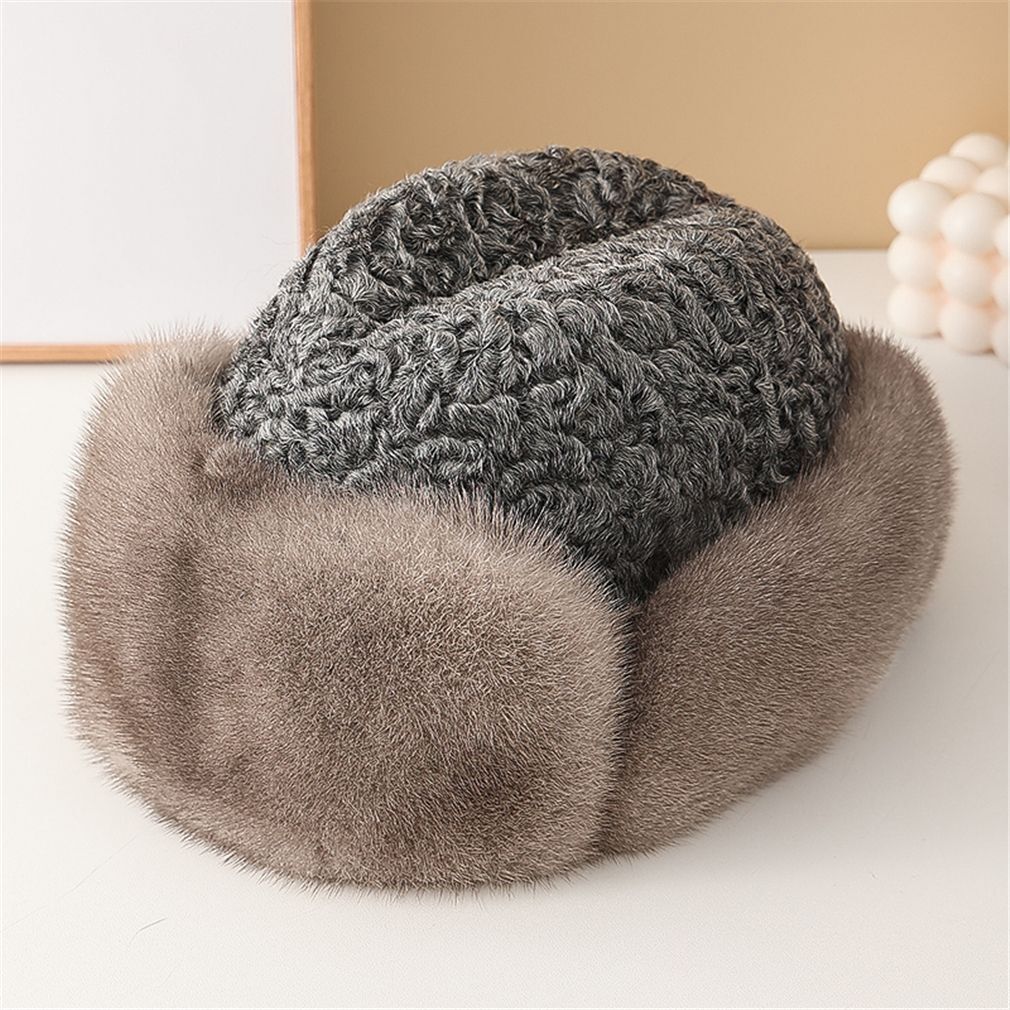 100% Real Mink Fur Hat Thicken Winter Warm Luxury Cap for Handsome Men ...