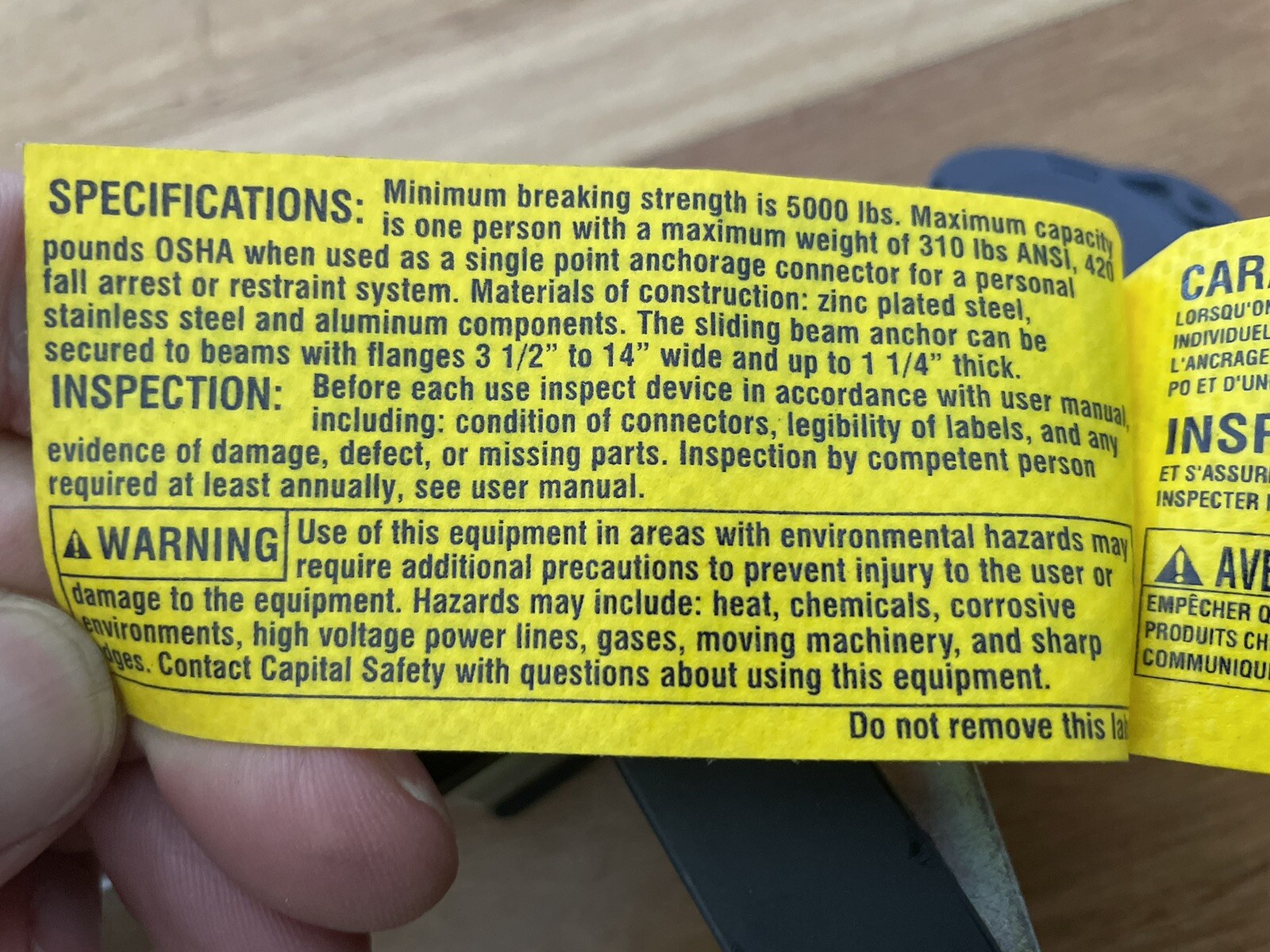 SALA Sliding Beam Anchor, Glider 2, Fall Protection, Safety Equipment ...