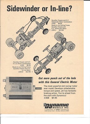 Dynamic Slot Car GE Motor Sidewinder or In-Line Vintage Magazine Ad ...