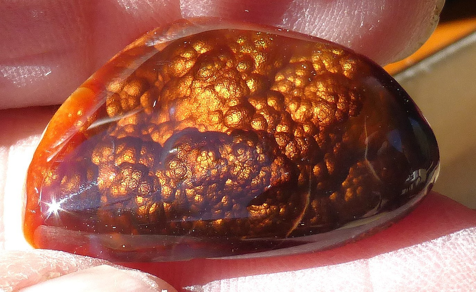 Hand fashioned ORANGE Fire Agate cabochon Graham County AZ. 30.15 ...