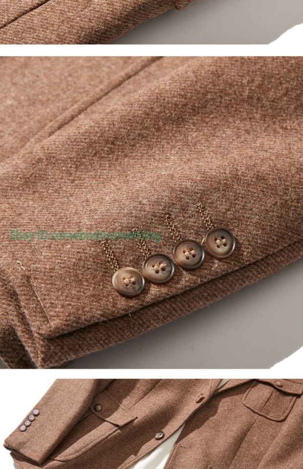 Mens British Style Woolen Herringbone Tweed Hunting Formal Jacket ...