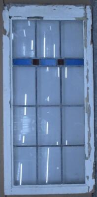 LARGE OLD ENGLISH LEADED STAINED GLASS WINDOW SIMPLE GEOMETRIC 43 1/2 ...