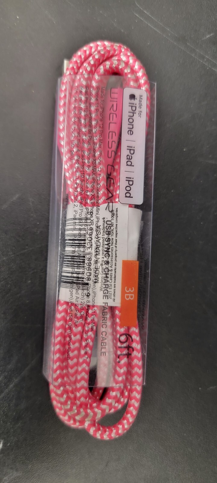 Wireless Gear 6Ft Charging Cord for iPhone/iPad/iPod - Pink | eBay