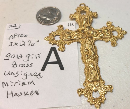 Vtg Mostly Miriam Haskell Cross Necklace Pendant Filigree Jewelry ...