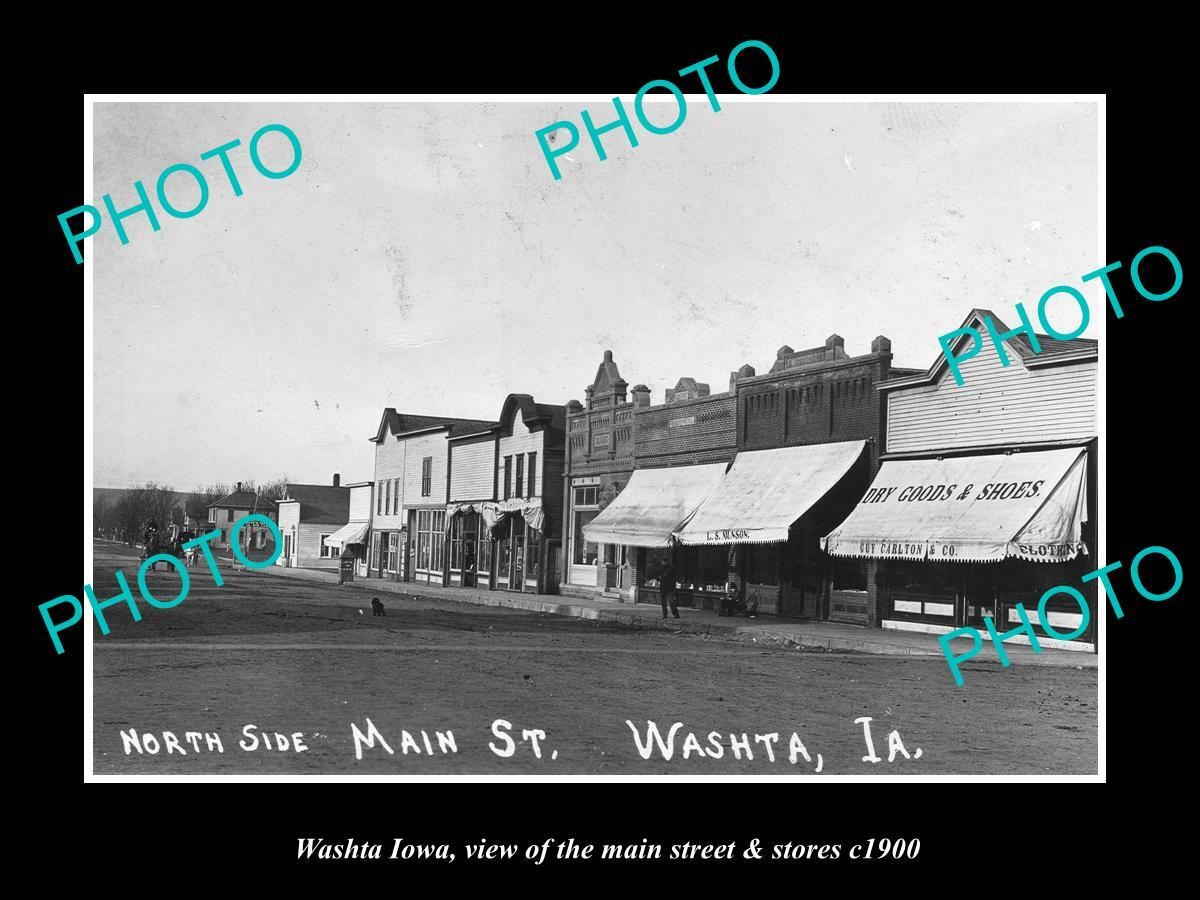 OLD 8x6 HISTORIC PHOTO OF WASHTA IOWA VIEW OF THE MAIN ST & STORES ...