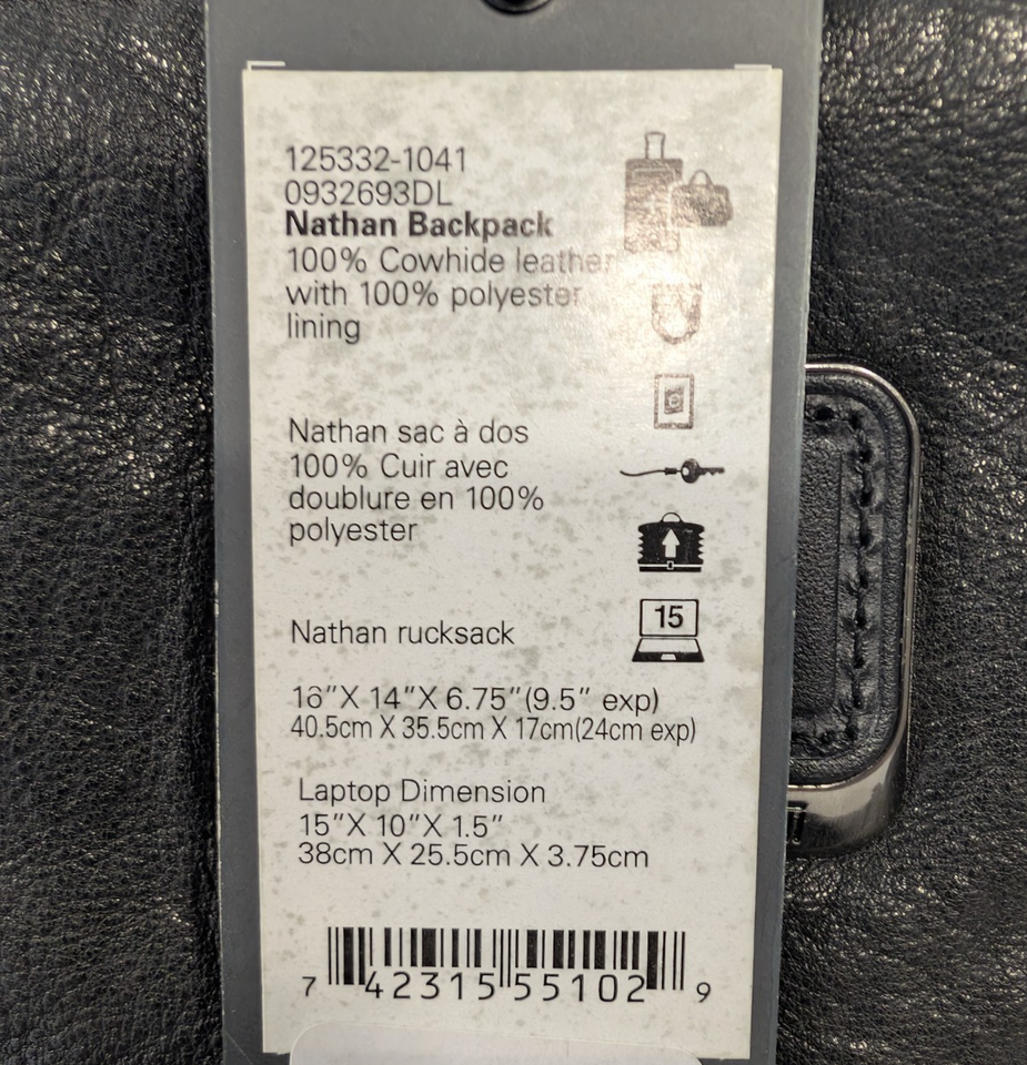 TUMI 0932693 DL Nathan Backpack (rucksack) real leather | eBay