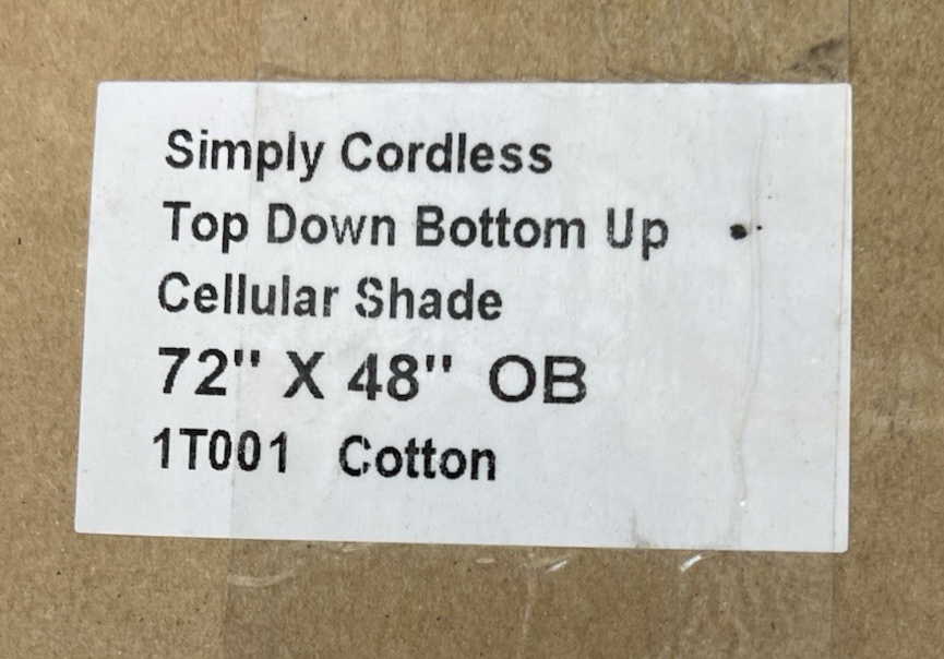 SIMPLY CORDLESS TOP-DOWN BOTTOM-UP CELLULAR SHADES 72" X48" OB 17001 ...