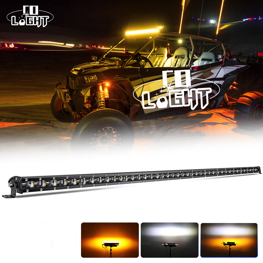 44 INCH LED Light Bar Dual Color Amber White Strobe Flood Spot UTV ...