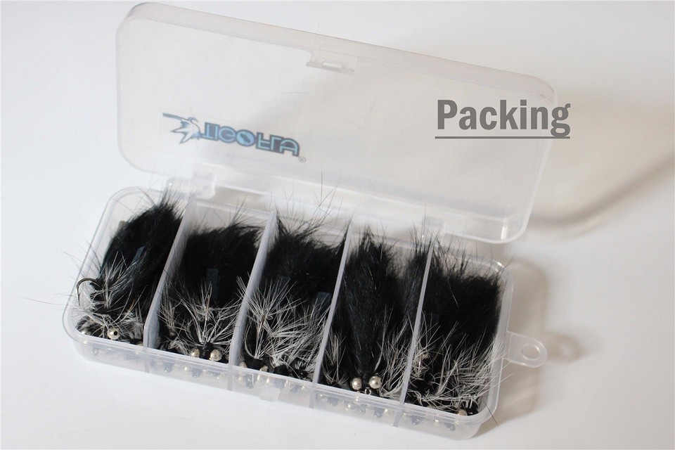 20 Pcs Black Zonker Streamers Trout Fly Fishing Flies Lures With Free ...