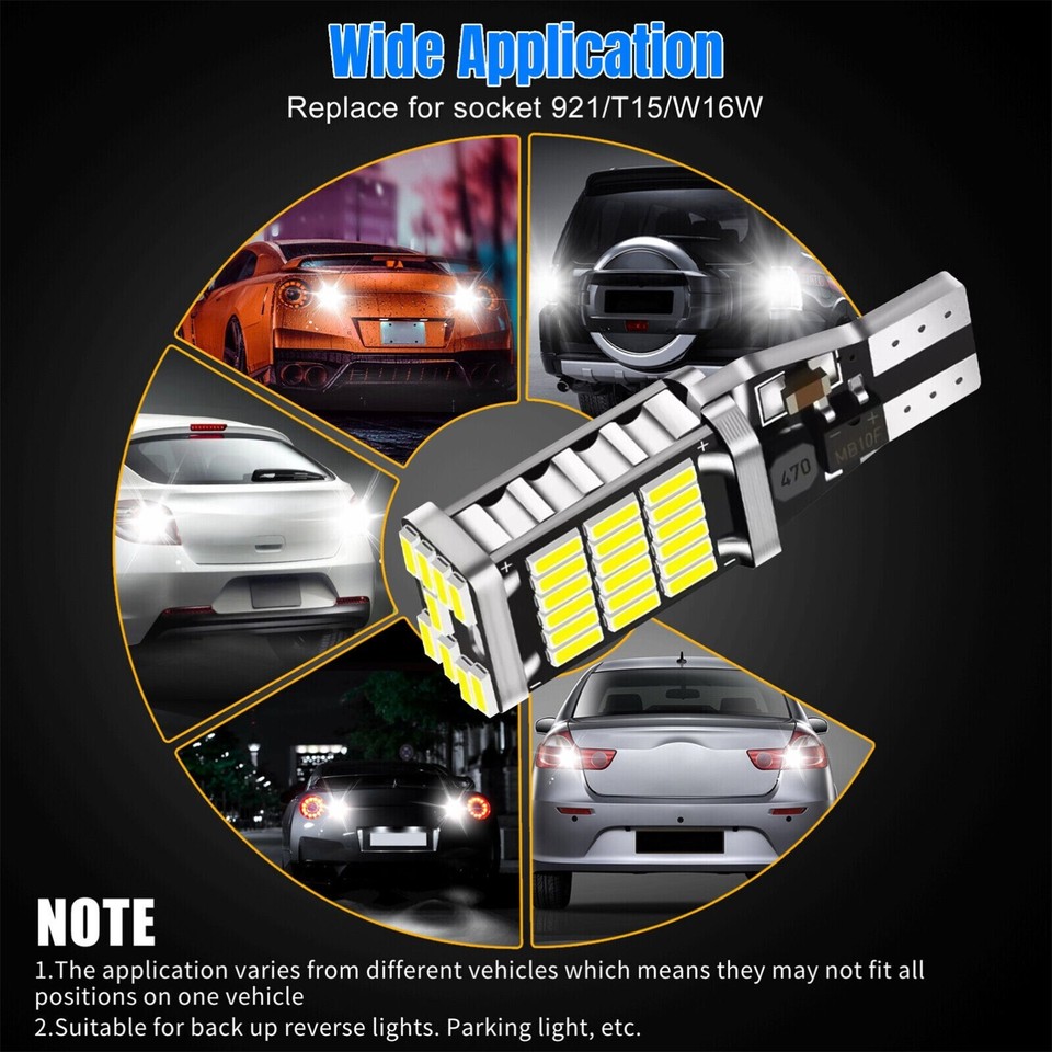 10X T15 921 912 LED Reverse Backup Light Bulbs W16W 916 6000K Super ...