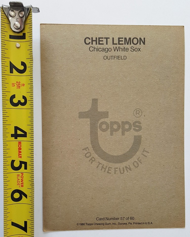 5" X 7" 1980 TOPPS Baseball MLB Card CHET LEMON Chicago WHITE SOX Outfield (#2) | eBay