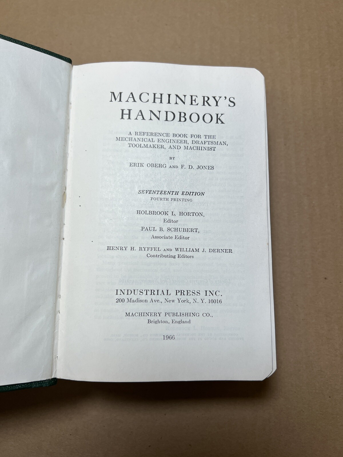 Vintage 1964 Machinery’s Handbook 17th Edition The Industrial Press ...