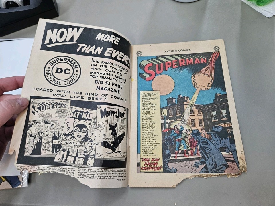 ACTION COMICS #158 SCARCE (DC, 1951) Superman Origin Retold - Golden Age | eBay