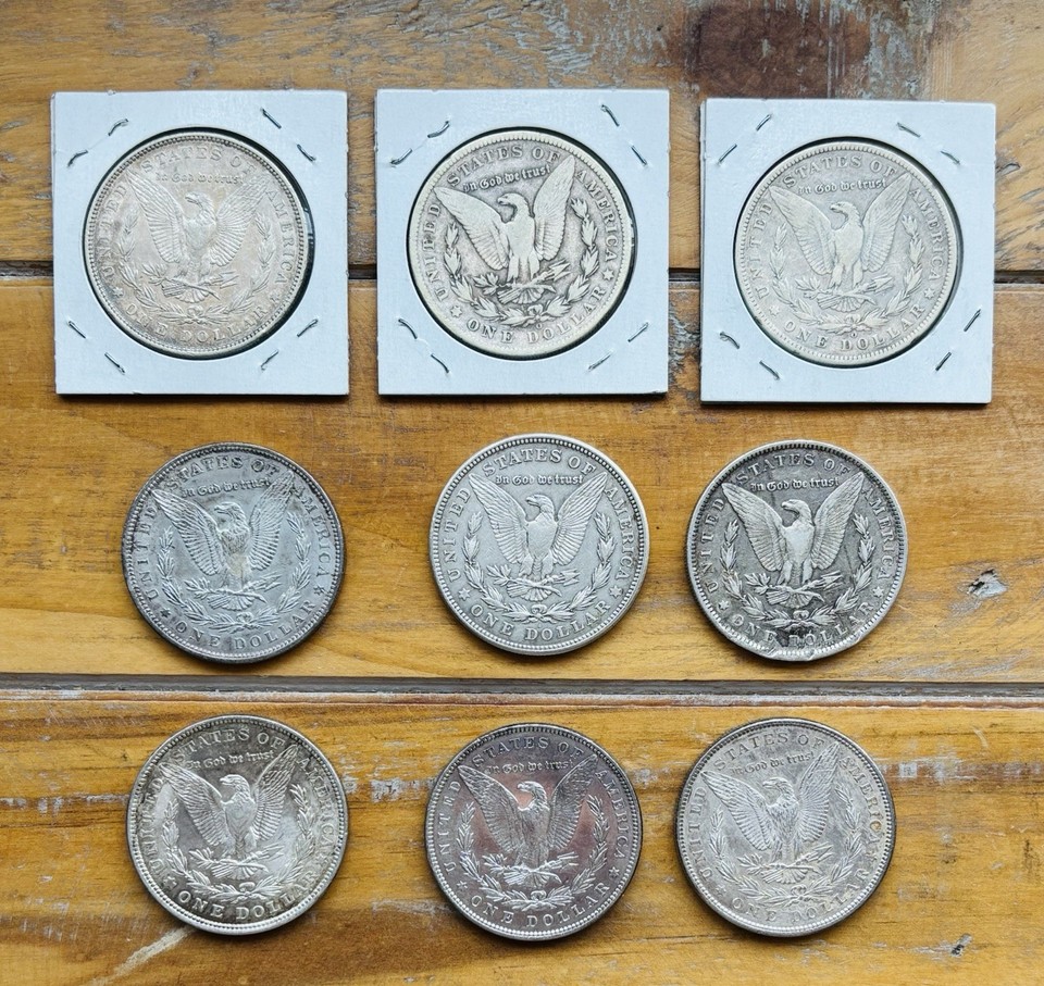 Lot of 9 Morgan Silver Dollar Coins - Dates 1879 - 1921 | eBay