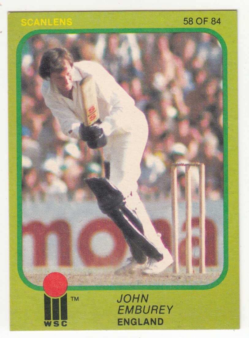 JOHN EMBUREY 1981 Scanlens Cricket Card #58 ENGLAND | eBay