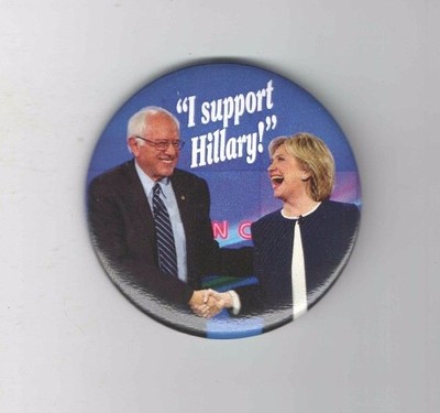 2016 pin HILLARY Clinton Campaign pinback BERNIE SANDERS Endorses ...