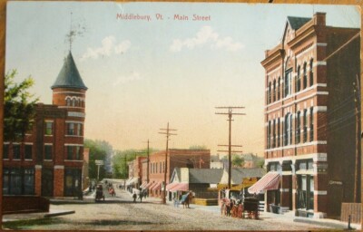 Middlebury, VT 1907 Postcard: Main Street / Downtown - Vermont | eBay