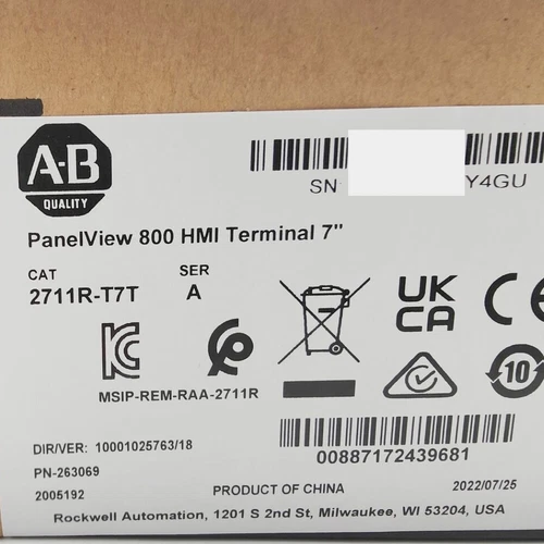 Allen-Bradley 2711R-T7T PANELVIEW 800 7-INCH HMI TERMINAL New AB 2711R ...