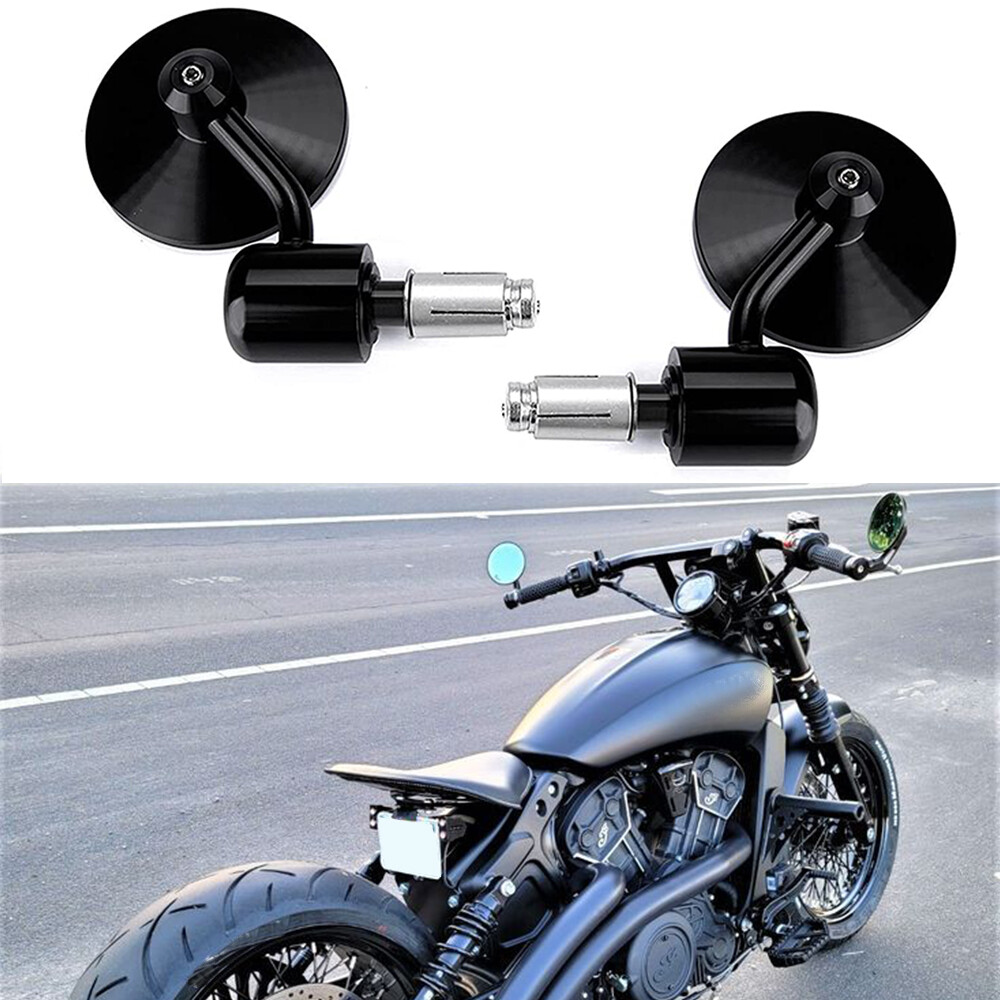 Black 7/8” Motorcycle Handle Bar End Side Mirrors For Indian Scout ...