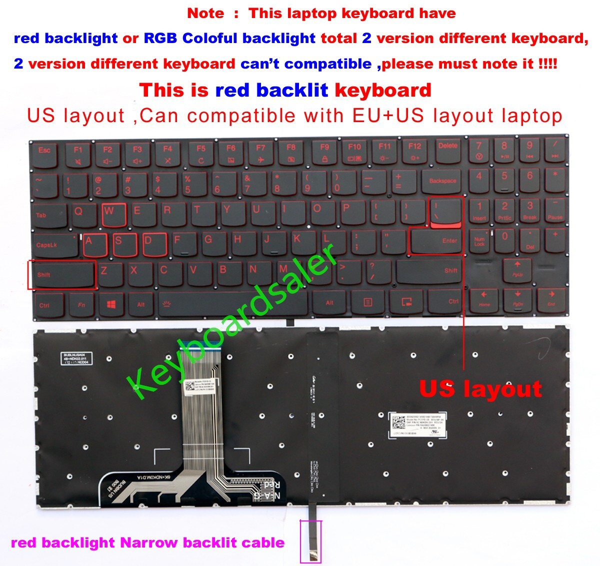 for Lenovo Legion Y520-15IKBA Y520-15IKN Y720-15IKB R720 Keyboard US ...