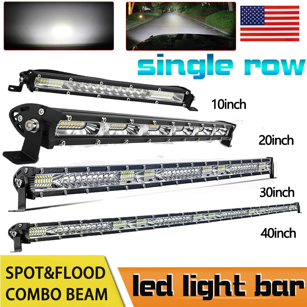 10" 20" 30" 40''Slim LED Light Bar Spot Flood Combo Work Offroad ...