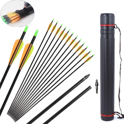 Archery 32" Fiberglass Arrows +Telescopic Arrow Quiver for Bow Hunting ...