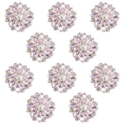 Light Pink Rhinestone Flower Buttons 10 Pcs Flower-Shaped Buttons Sew ...