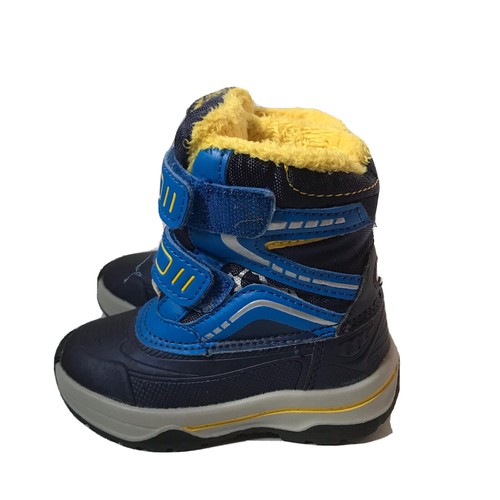 Lupilu winter snow ankle boots blue yellow faux fur hook & loop Toddler ...