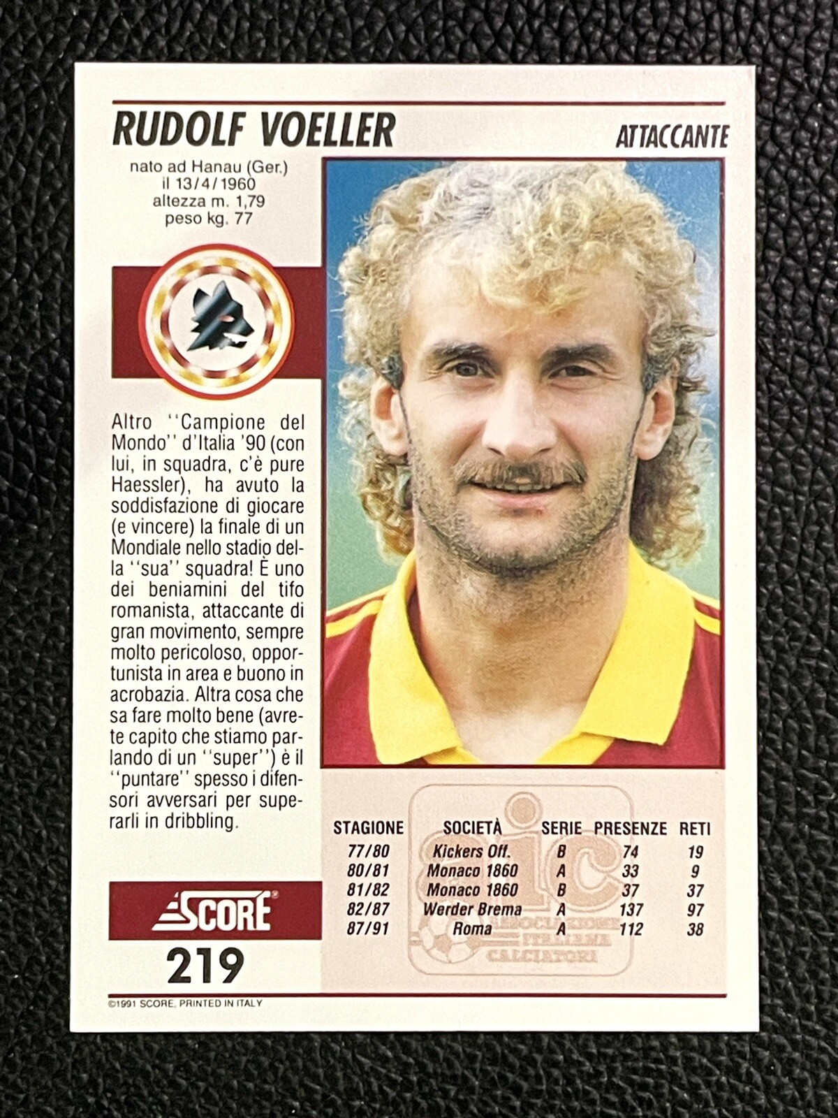 1991-92 Score Italian Soccer Rudolf Rudi Voeller AS Roma #219 | eBay