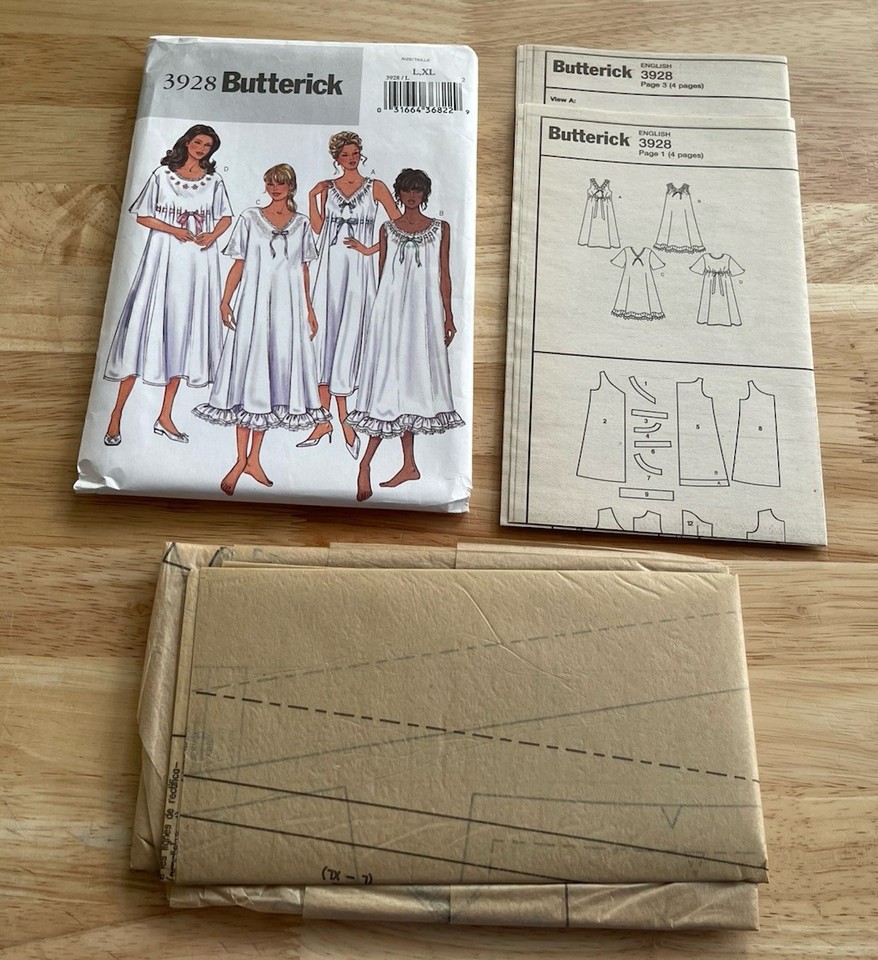 Butterick 3928 Misses' Nightgown Pattern Sizes L, XL Uncut FF | eBay