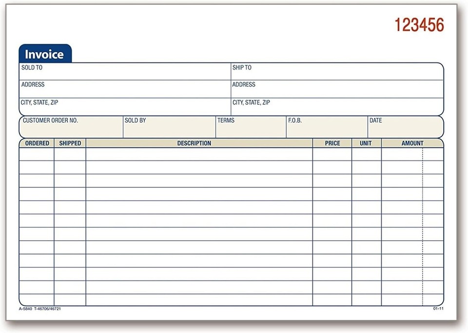 Adams Invoice Book 2-Part Carbonless 5-9/16 x 8-7/16 Inches, 50 Sets ...