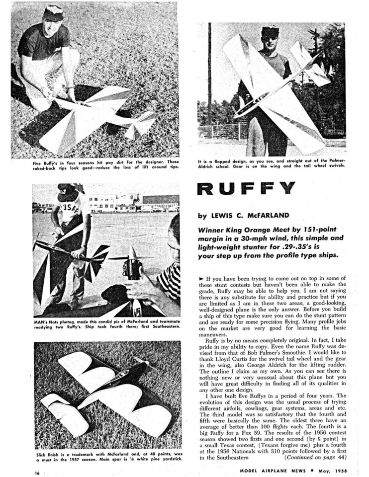 Model Airplane Plans (UC): Ruffy 50" Stunt for .29-.35 Engine by Lew ...