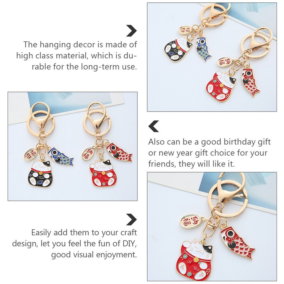 Set of 3 Keychain for Girls Lucky Keychains Bag Decoration Japan Cat ...