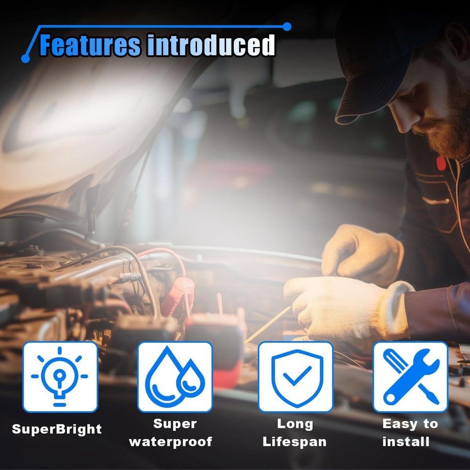 Car Under Hood LED Work Light Kit, 12V Hood Lighting Inspection LED ...