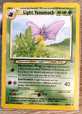 LIGHT VENOMOTH - 53/105 - Neo Destiny - Uncommon - Pokemon Card -EXC ...