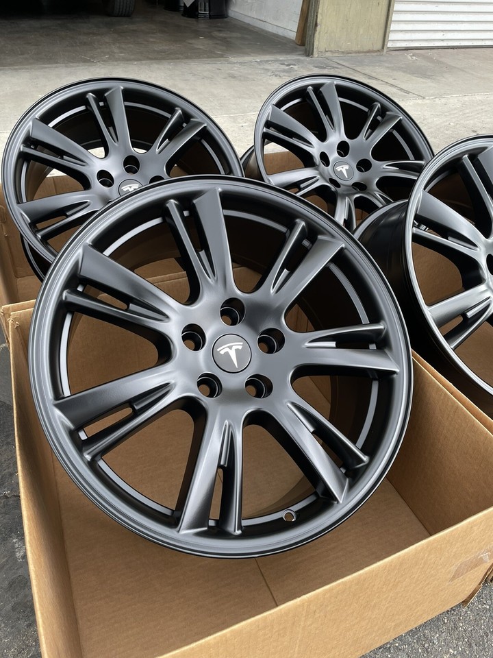 19" Tesla Model S Tempest OEM Wheels 148628500A New Satin Black Factory ...