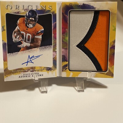 Audric Estime 2024 Panini Origins Gold Rookie RC Booklet Patch Auto 22/ ...
