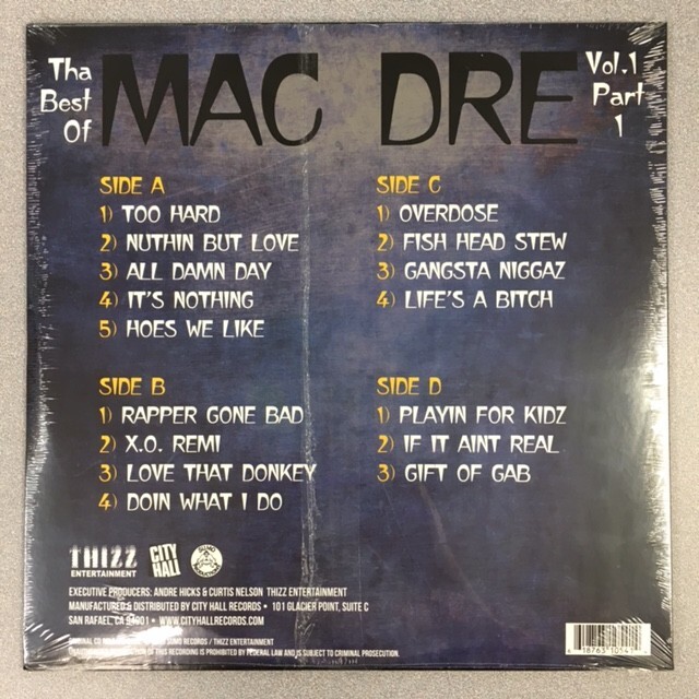 Mac Dre - Tha Best Of Mac Dre Vol. 1 Part 1 180G 2LP Set (New/Sealed ...