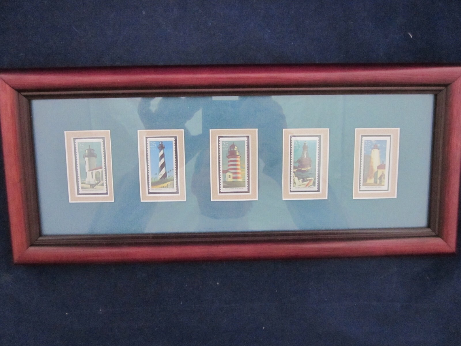 USPS United States 25 Cent Stamp Wood Picture Frame 5 Lighthouses ...